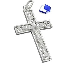 unbespielt Kreuzanhänger Anhänger Kreuz mit Jesus glänzend 925 Silber 33 x 20 mm kl. Schmuckbox