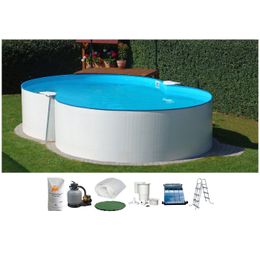 Clear Pool Achtformpool (Set, 8-tlg), 540x350x120 cm inkl. Solarset, weiß