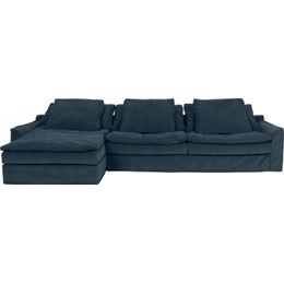 furninova Big-Sofa Sake, mit 6 Kissen, abnehmbarer Hussenbezug, Kissen mit Federn gefüllt, blau