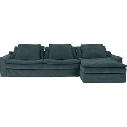 furninova Big-Sofa Sake, mit 6 Kissen, abnehmbarer Hussenbezug, Kissen mit Federn gefüllt, blau