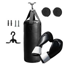 Melko Boxsack Boxsack Trainingssack Boxset 10kg gefüllt + Halterung + Handschuhe + Bandage Punch Profi Punching Bag Boxhandschuhe Training (Stück)