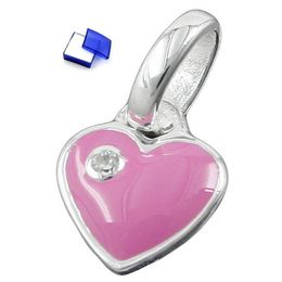 unbespielt Herzanhänger Kettenanhänger Anhänger Anhänger Herz pink mit Zirkonia 925 Silber inkl. kleiner Schmuckbox