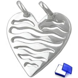 unbespielt Herzanhänger Kettenanhänger Anhänger Herz durchbrochen mit 2 Ösen glänzend 925 Silber 21 mm inkl. kleiner Schmuckbox