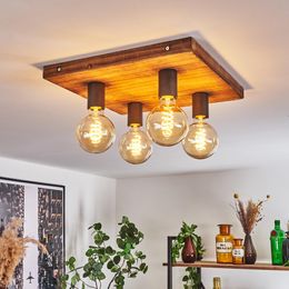 hofstein Amnicon Deckenleuchte Holz dunkel, Schwarz, 4-flammig
