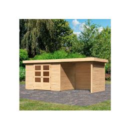 Karibu Gartenhaus Askola 4, BxT: 554x238 cm, mit Anbaudach, Seiten- und Rückwand, beige