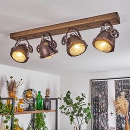 hofstein Herford Deckenleuchte Holz dunkel, Rostfarben, 4-flammig