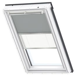 Velux Verdunkelung Plus DFD Manuell Uni Grau/Wei&szlig; 0705, C02, Aluminiumschiene,GEL,Manuell,Velux