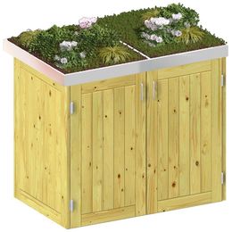 Binto Mülltonnenbox für 2 Behälter, Nadelholz mit Pflanzschale Mülltonnenverkleidung günstig