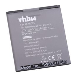 vhbw Smartphone-Akku passend für Archos 45c Platinum, 45c Platinum 6 Mobilfunk (1700mAh, 3,7V, Li-Ion) 1700 mAh, schwarz