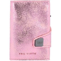 Tru Virtu Click & Slide Kreditkartenetui RFID Leder 6,5 cm rosé-silver
