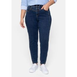 sheego Große Größen: Girlfriend-Jeans mit vorverlegter Seitennaht, dark blue Denim, Gr.48