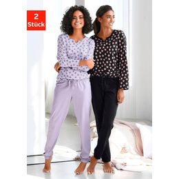 Vivance Dreams Große Größen: Pyjama, lila+schwarz, Gr.40/42