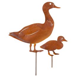 buttinette Rost-Entenfamilien-Set aus Metall, braun, 2-teilig
