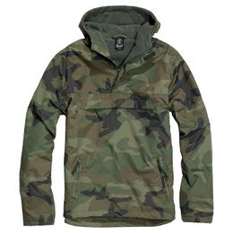 Brandit Hooded Windbreaker m. Fleecefutter woodland, Gr&ouml;&szlig;e 5XL