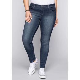 sheego Große Größen: Schmale Stretch-Jeans mit Waschung, dark blue Denim, Gr.42