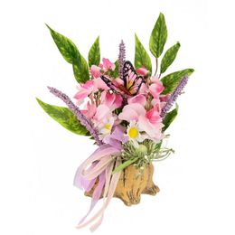 Kunstpflanze Orchideen, Gänseblümchen, Schmetterling und Schleife, I.GE.A., Höhe 23 cm, 23 cm, rosa