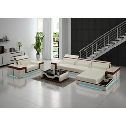 JVmoebel Ecksofa »Ledersofa Couch Wohnlandschaft Ecksofa + Sessel Eck Garnitur Design Sofa