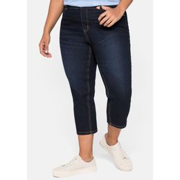 sheego Große Größen: Caprijeans mit Kontrastnähten und Catfaces, blue black Denim, Gr.40