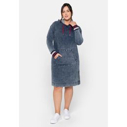 sheego Große Größen: Sweatkleid mit Kängurutasche, in Denim-Optik, indigo, Gr.48