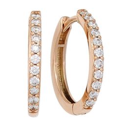 Jobo Paar Creolen Schmale Ohrringe 16 mm mit 22 Diamanten, 585 Roségold, goldfarben