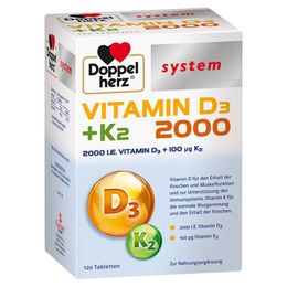 Doppelherz Vitamin D3 2000+K2 system Tabletten 120 St