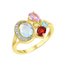 Firetti Fingerring Schmuck Geschenk Silber 925 Silberring Mix, mit Amethyst, Blautopas (beh), Granat, Peridot, Zirkonia (synth), blau|bunt|gelb|goldfarben|grün|lila|rot|silberfarben|weiß