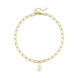 Firetti Collier Schmuck Geschenk Halsschmuck Halskette Silberkette Gliederkette Perle, Made in Germany - mit Süßwasserzuchtperle, gelb|goldfarben|weiß