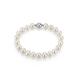 Firetti Perlenarmband Schmuck Geschenk Armschmuck Armkette Perle, Made in Germany - mit Süßwasserzuchtperle, silberfarben|weiß