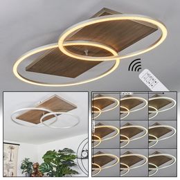 hofstein Blandford Deckenleuchte LED Naturfarben, Nickel-Matt, Silber, 2-flammig, Fernbedienung