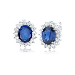 Elli Paar Ohrstecker Saphirblau Zirkonia Royal Glamour 925 Silber, blau