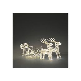 Konstsmide Weihnachtsfigur Weihnachtsdeko aussen (1 St), LED Acryl-Set "Schlitten mit 2 Rentieren", 96 warm weiße Dioden, weiß
