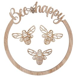 buttinette Holzring "Bee happy", 26,5 cm Ø