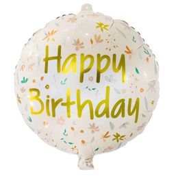 buttinette Folienballon "Happy Birthday", pastell/gold, 45 cm Ø