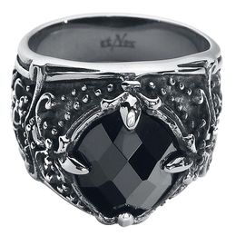etNox hard and heavy Black Diamond Ring schwarz silberfarben