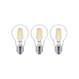 Philips LED-Lampe Classic Standard 7W/827 (60W) Clear 3-pack E27