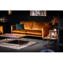 Die Wäscherei Hamburg Sofa Playa im Samtbezug in gold, 2 Sitzer Einzelsofa