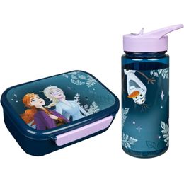 Scooli Lunchbox Brotzeitdose & Trinkflasche, Frozen, Kunststoff, (Set, 2-tlg), mit Trinkflasche, blau