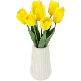 Kunstblume Real-Touch-Tulpen, I.GE.A., Höhe 33 cm, Vase aus Keramik, gelb