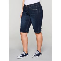 sheego Große Größen: Jeansbermudas mit vorverlegter Seitennaht, dark blue Denim, Gr.58