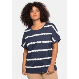 sheego Große Größen: Shirt im Batik-Look, überschnittene Schultern, nachtblau, Gr.48/50
