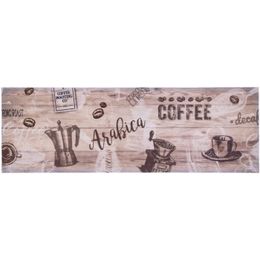 Küchenläufer ARABICA, PRIMAflor-Ideen in Textil, rechteckig, Höhe: 6,5 mm, Motiv Kaffee, rutschhemmend, waschbar, Küche, braun