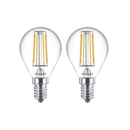 Philips LED-Lampe Classic Mini-ball 4.3W/827 (40W) Clear 2-pack E14