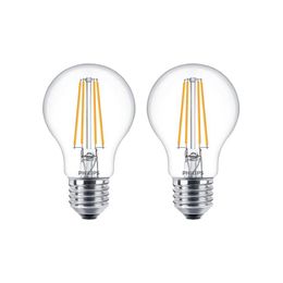 Philips LED-Lampe Classic Standard 7W/827 (60W) Clear 2-pack E27