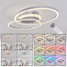 hofstein Lithgow Deckenleuchte LED Silber, 2-flammig, Fernbedienung, Farbwechsler