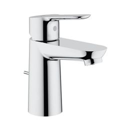 Grohe BauEdge Einhand-Waschtischbatterie mit Temperaturbegrenzer, S-Size mit Zugstangen-Ablaufgarnitur aus Kunststoff 23802000