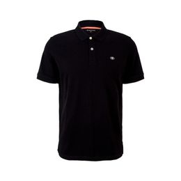 Tom Tailor Herren Basic Poloshirt, schwarz, Uni, Gr. S