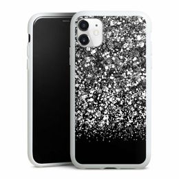 DeinDesign Handyhülle Glitzer Look Schneeflocken Muster Snow Fall Glitter Look, Apple iPhone 11 Silikon Hülle Bumper Case Handy Schutzhülle, weiß