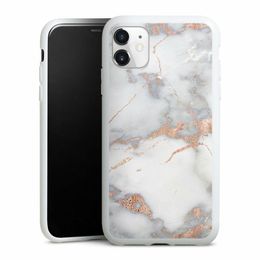 DeinDesign Handyhülle Gold Marmor Glitzer Look White and Golden Marble Look, Apple iPhone 11 Silikon Hülle Bumper Case Handy Schutzhülle, weiß