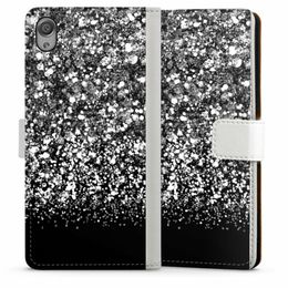 DeinDesign Handyhülle Glitzer Look Schneeflocken Muster Snow Fall Glitter Look, Sony Xperia X Hülle Handy Flip Case Wallet Cover Handytasche Leder