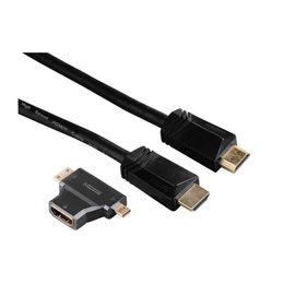 Hama High Speed HDMI™-Kabel Stecker-Stecker Ethernet 1,5m+HDMI™-Adapter HDMI-Kabel, HDMI, (150 cm), schwarz